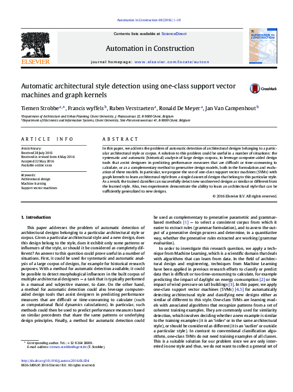 (PDF) Automatic architectural style detection using one-class support vector machines and graph ...