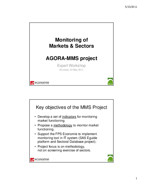 (PDF) Monitoring of Markets and Sectors (MMS Project): Final Report