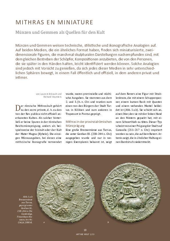 (PDF) L. Bricault, R. Veymiers, MITHRAS EN MINIATURE