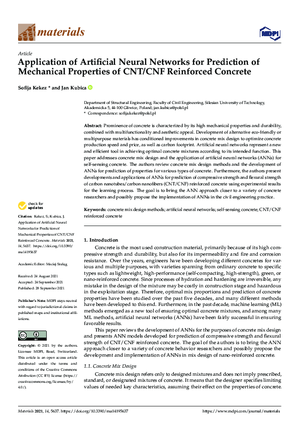 (PDF) Application of Artificial Neural Networks for Prediction of Mechanical Properties of CNT ...