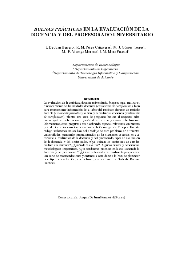 (PDF) Criterios para la evaluación del profesorado universitario