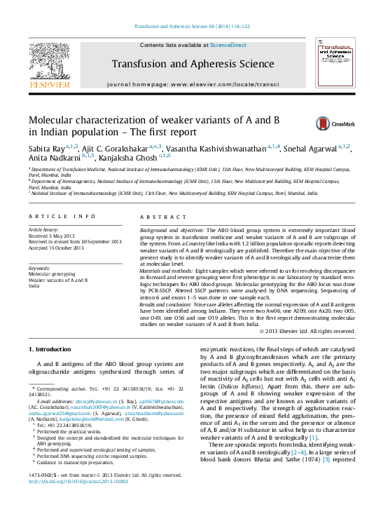 (PDF) Molecular characterization of weaker variants of A and B in ...