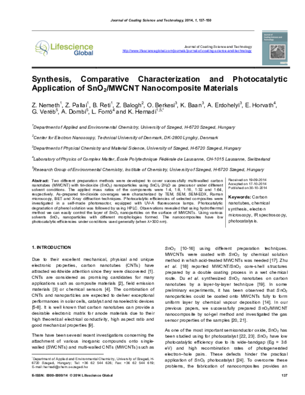 (PDF) Synthesis, Comparative Characterization and Photocatalytic ...