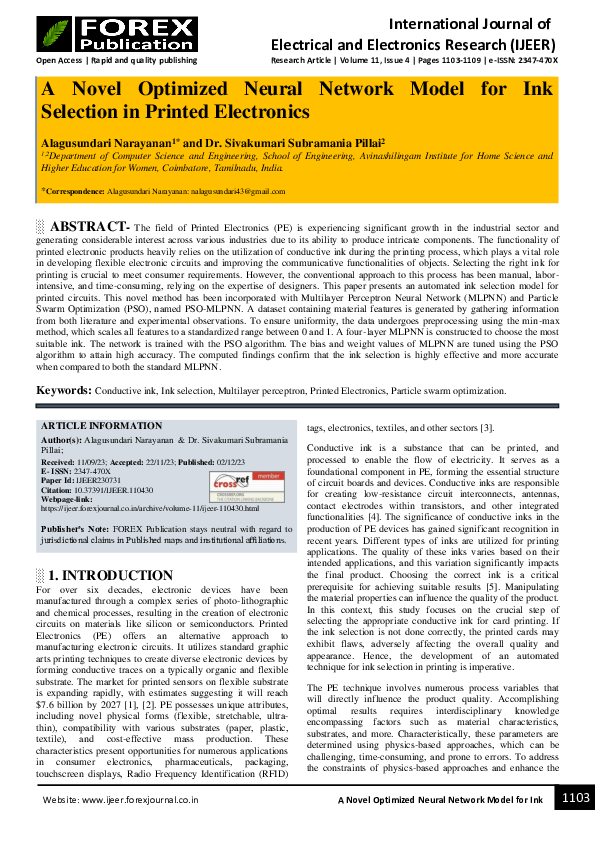 (PDF) A Novel Optimized Neural Network Model for Ink Selection in ...