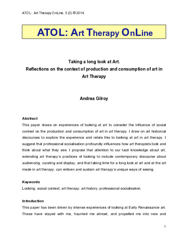 (PDF) Taking a long look at Art: Reflections on the context of ...