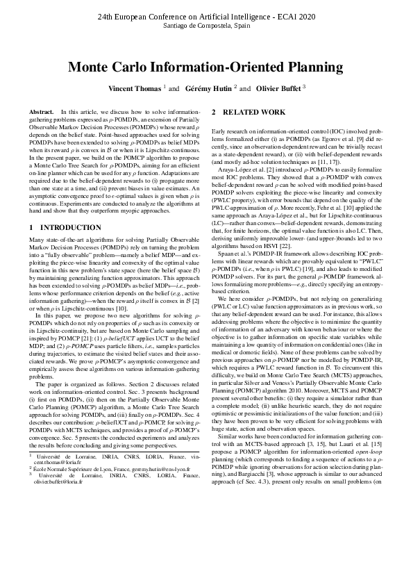 (PDF) Monte Carlo Information-Oriented Planning