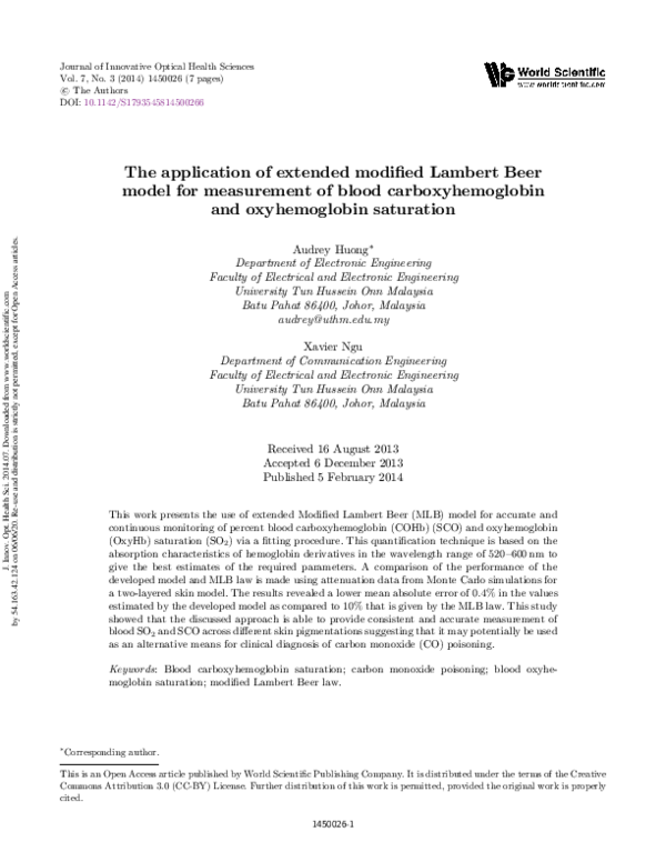 (PDF) The application of extended modified Lambert Beer model for ...