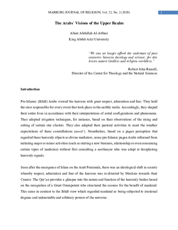 (PDF) The Arabsʾ Visions of the Upper Realm