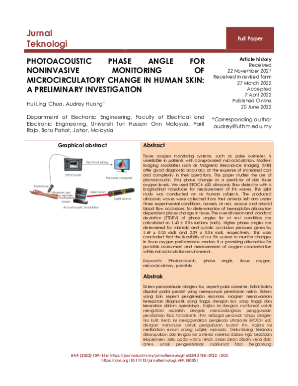 (PDF) Photoacoustic Phase Angle for Noninvasive Monitoring of ...