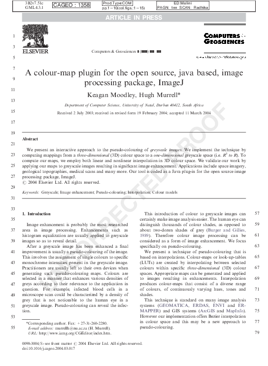 (PDF) A colour-map plugin for the open source, Java based, image ...
