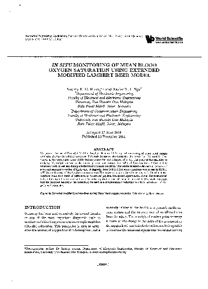 (PDF) In Situ Monitoring of Mean Blood Oxygen Saturation Using Extended ...