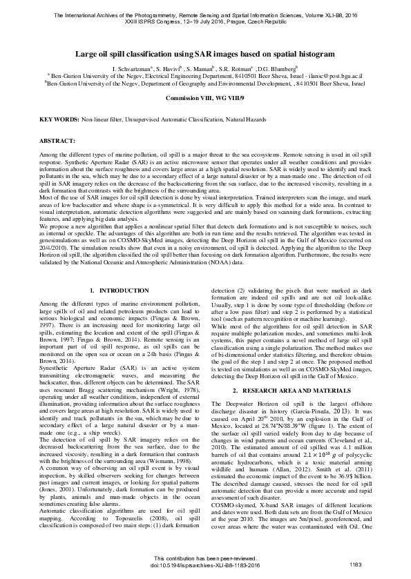 (PDF) Large Oil Spill Classification Using Sar Images Based on Spatial ...