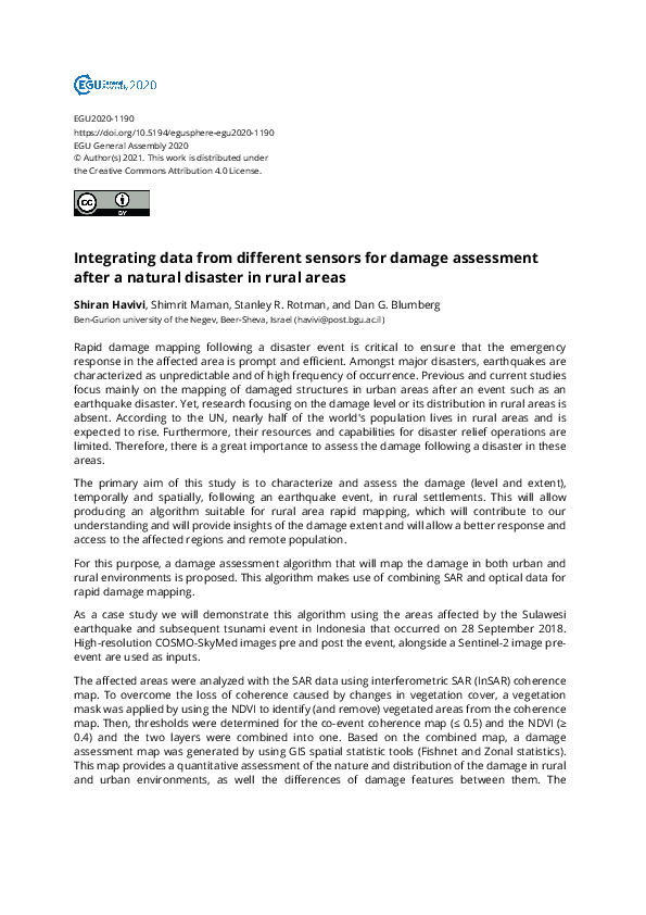 (PDF) Integrating data from different sensors for damage assessment ...