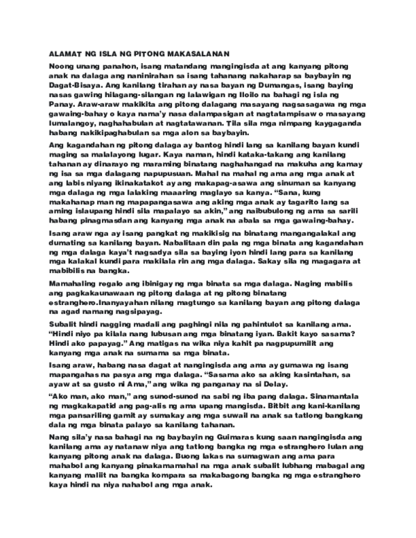 (DOC) ALAMAT NG ISLA NG PITONG MAKASALANAN Noong unang panahon, isang ...