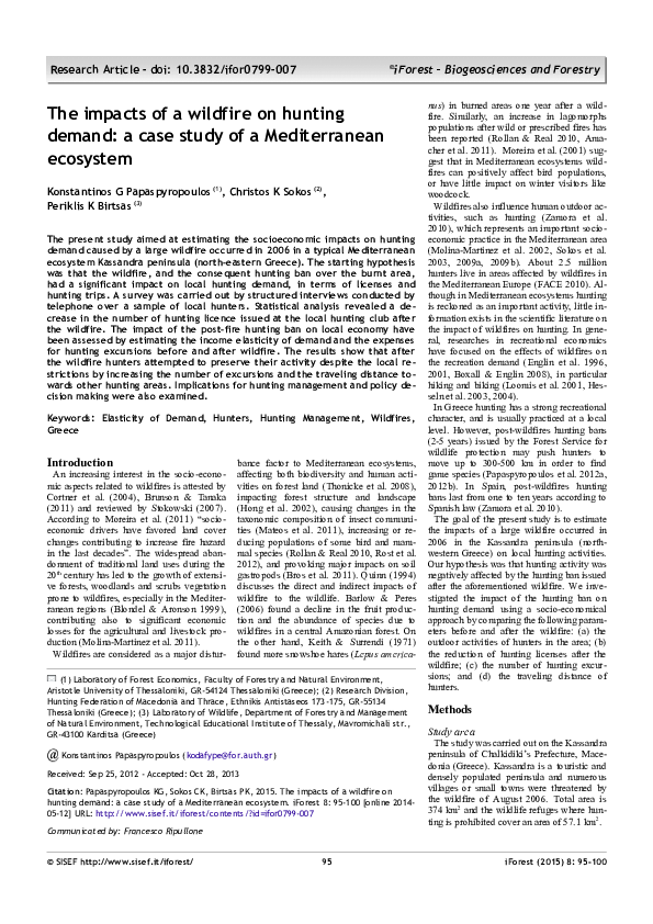 (PDF) The impacts of a wildfire on hunting demand: a case study of a ...