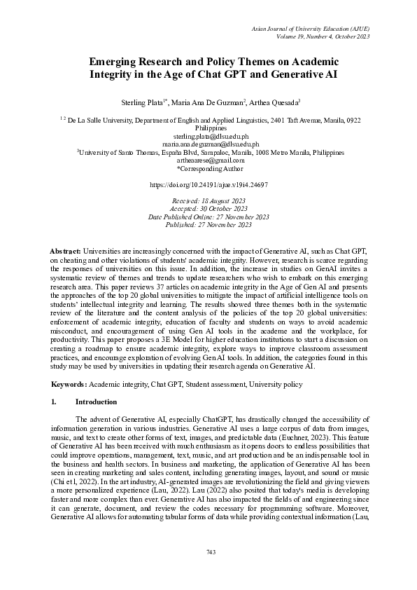 (PDF) Emerging Research and Policy Themes on Academic Integrity in the ...