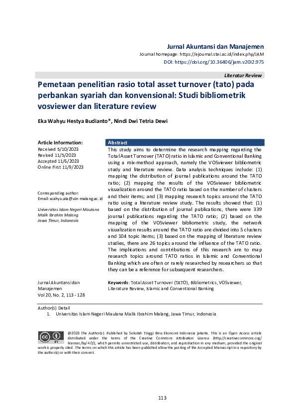 (PDF) Pemetaan Penelitian Rasio Total Asset Turnover (TATO) pada ...