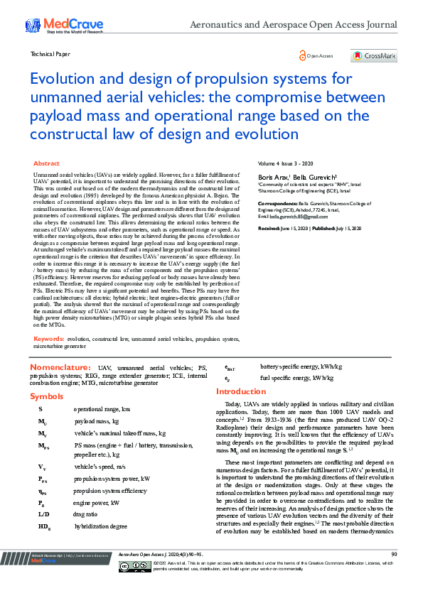 (PDF) Evolution and design of propulsion systems for unmanned aerial ...
