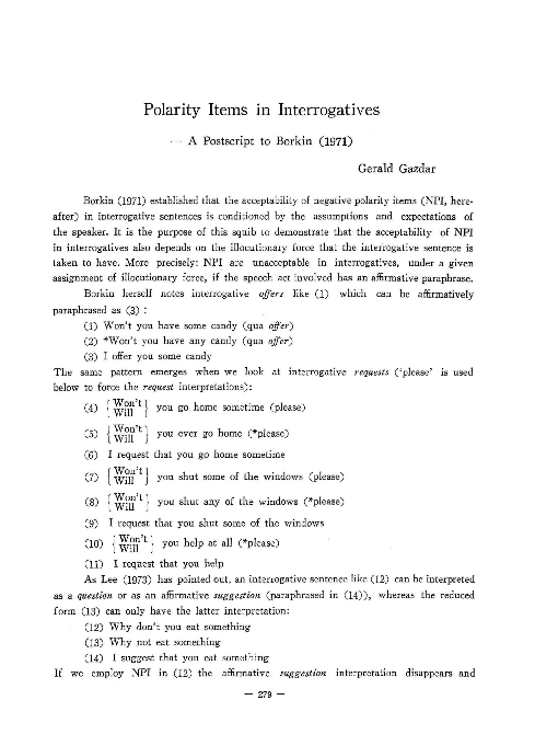 (PDF) Polarity Items in Interrogatives