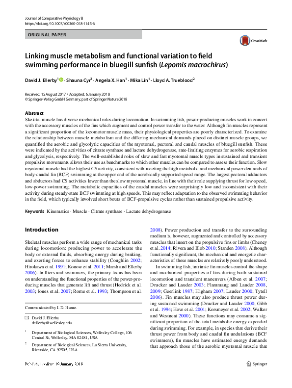 (PDF) Linking muscle metabolism and functional variation to field ...