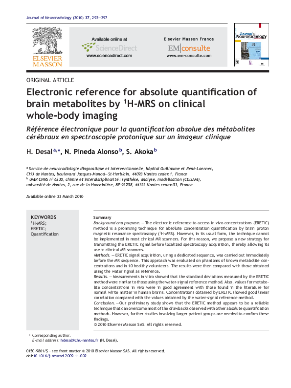 (PDF) Electronic reference for absolute quantification of brain ...