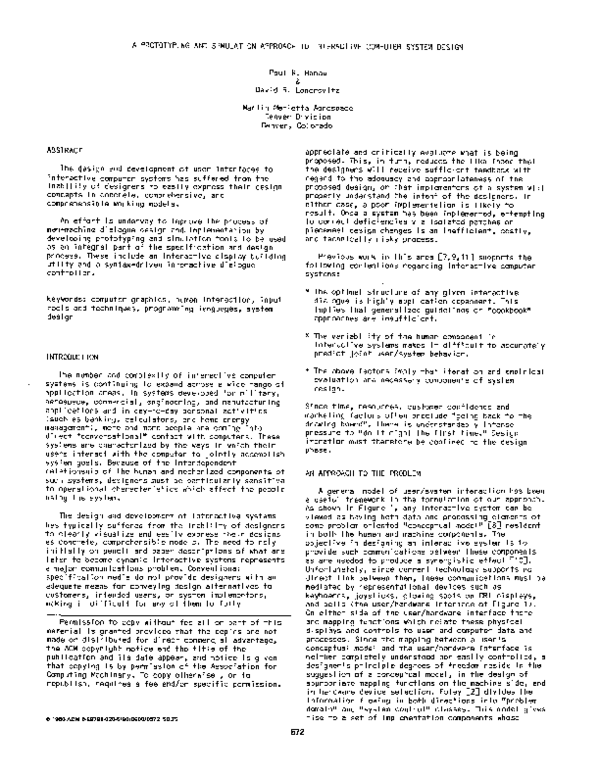 (PDF) A prototyping and simulation approach to interactive computer system design