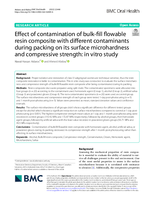 (PDF) Effect of contamination of bulk-fill flowable resin composite ...