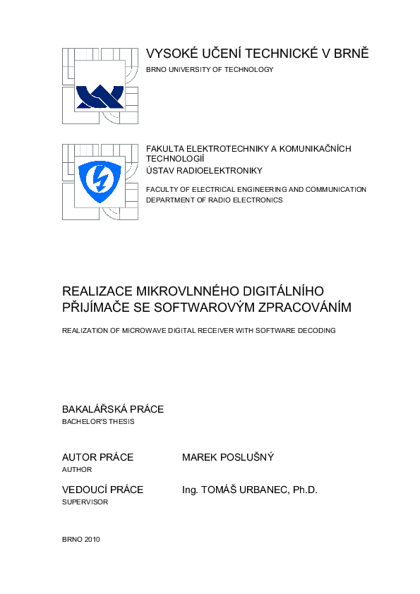 (PDF) Realization of Microwave Digital Receiver with Software Decoding