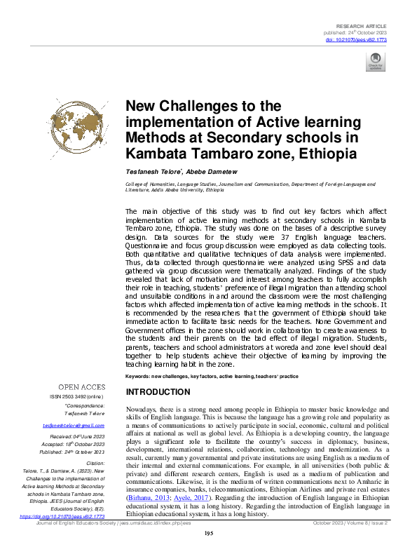 (PDF) New Challenges to the implementation of Active learning Methods ...