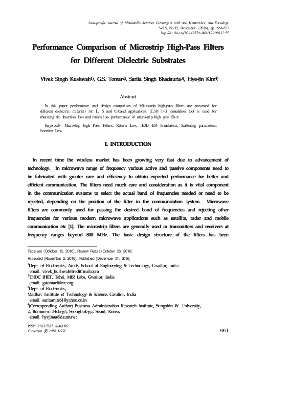 (PDF) Performance Comparison of Microstrip High-Pass Filters for ...