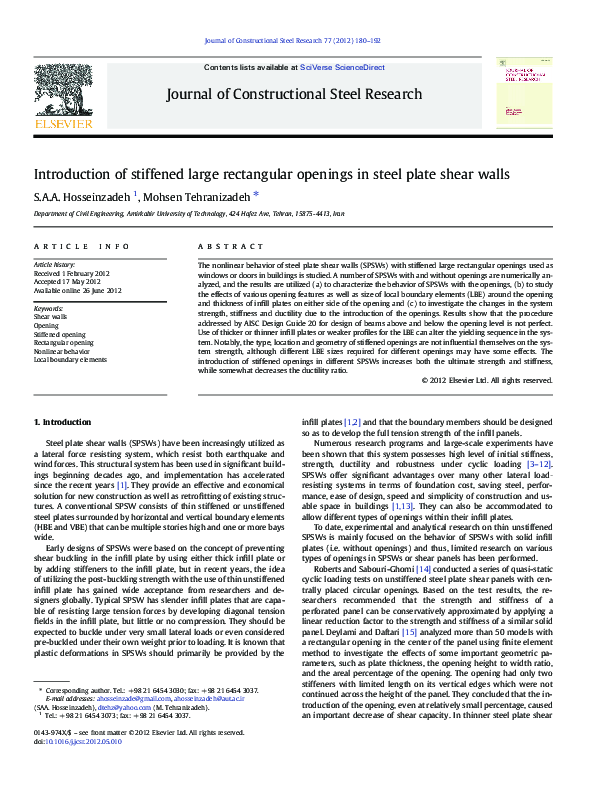 (PDF) Introduction of stiffened large rectangular openings in steel ...