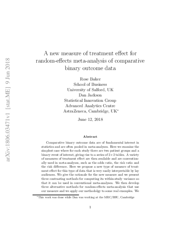 A new measure of treatment effect for random-effects meta-analysis of comparative binary outcome ...