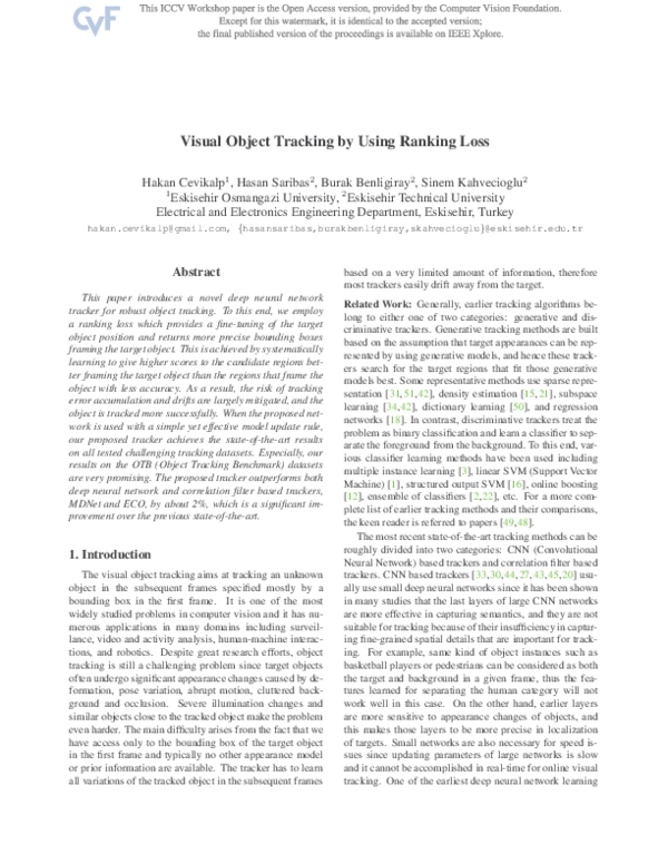 Pdf Visual Object Tracking By Using Ranking Loss 