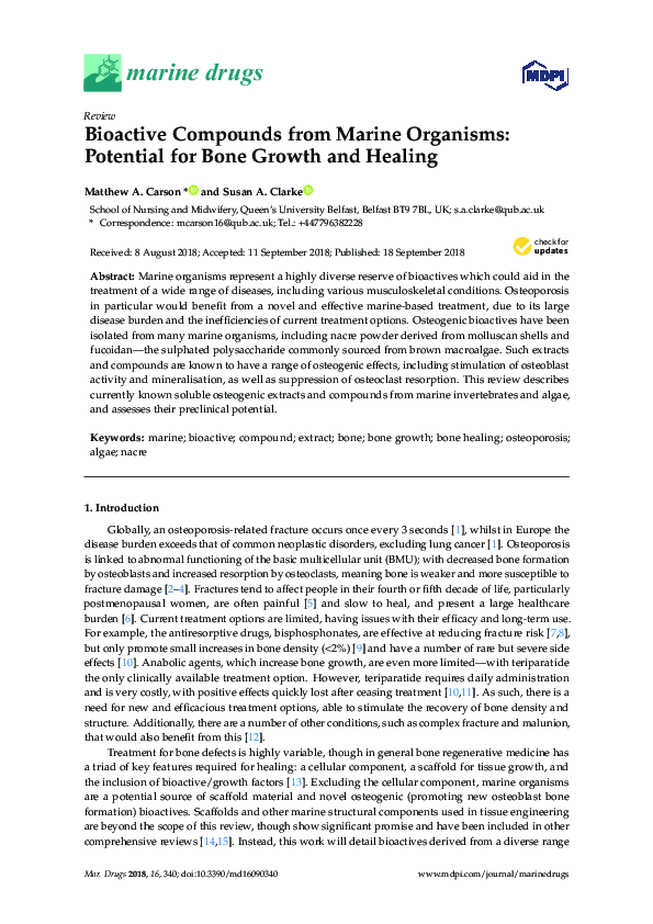 (PDF) Bioactive Compounds from Marine Organisms: Potential for Bone ...