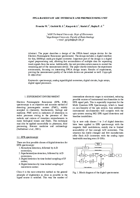 (PDF) B14: FPGA-based fast ADC interface and preprocessing unit