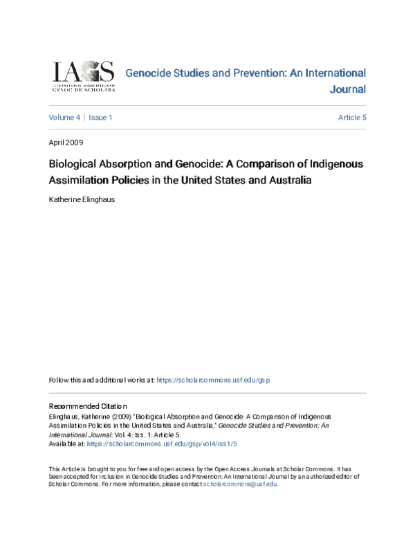 (PDF) Biological Absorption and Genocide: A Comparison of Indigenous ...