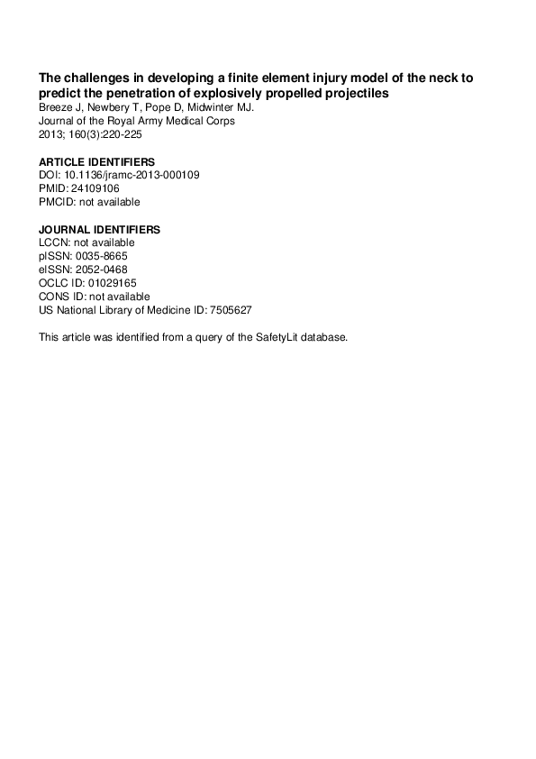 (PDF) The challenges in developing a finite element injury model of the ...