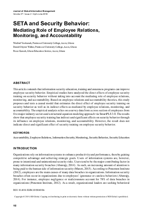 (PDF) SETA and Security Behavior