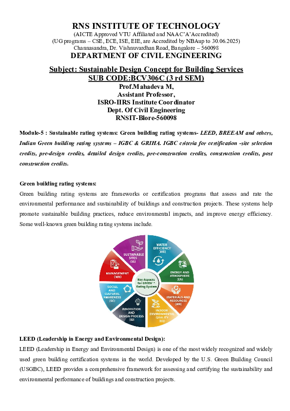 (DOC) MODULE-5: Sustainable rating systems: NOTES