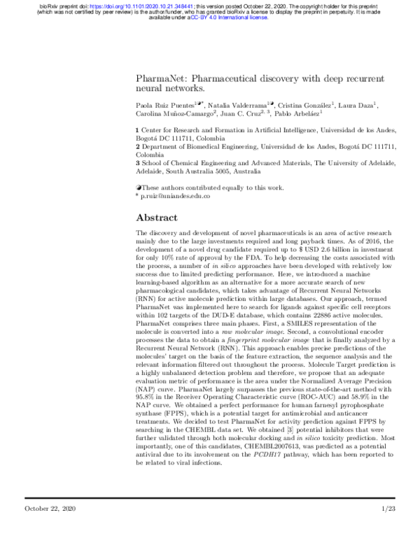 (PDF) PharmaNet: Pharmaceutical discovery with deep recurrent neural ...