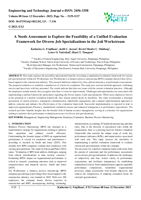 (PDF) A Needs Assessment to Explore the Feasibility of a Unified Evaluation Framework for ...