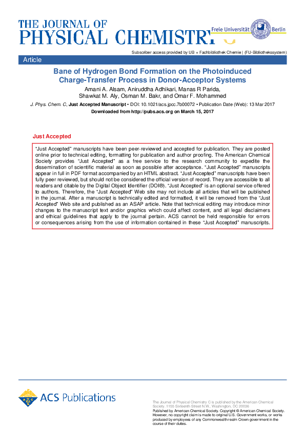 (PDF) Bane of Hydrogen-Bond Formation on the Photoinduced Charge ...