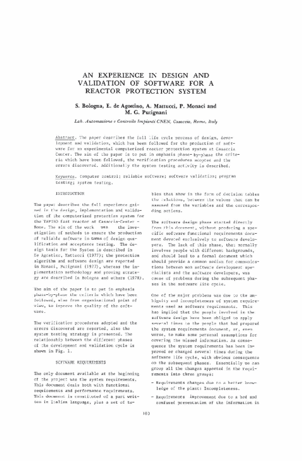 (PDF) An Experience in Design and Validation of Software for a Reactor ...
