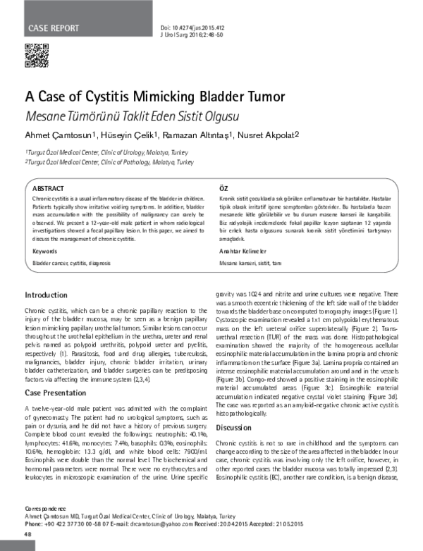 (PDF) A Case of Cystitis Mimicking Bladder Tumor