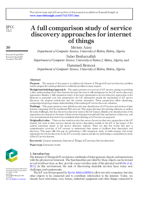 (PDF) A full comparison study of service discovery approaches for ...
