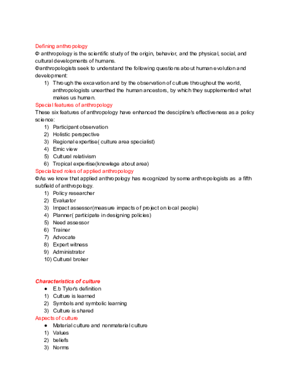 (PDF) Anthropology: Short notes for CSS