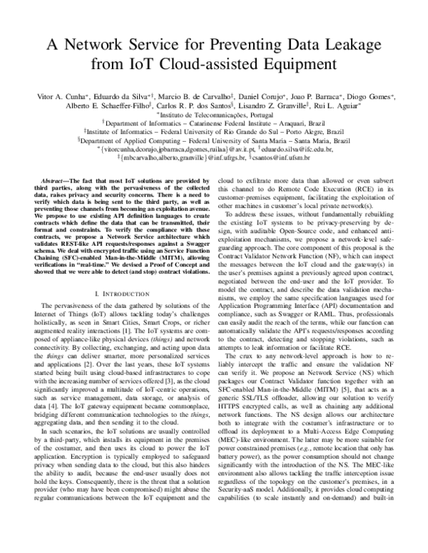 (PDF) A Network Service for Preventing Data Leakage from IoT Cloud ...