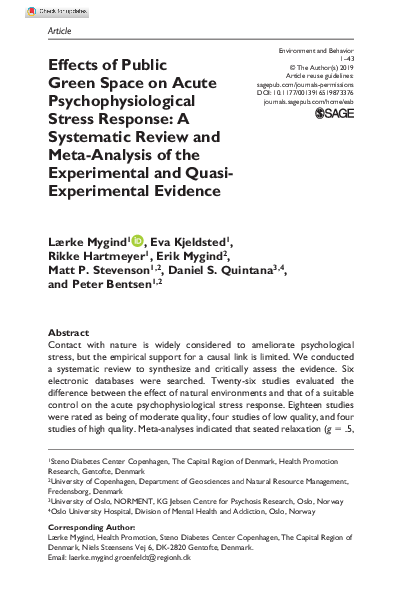 (PDF) Effects of public green space on acute psychophysiological stress ...