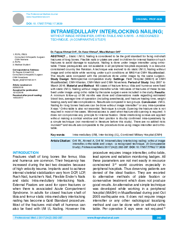 (PDF) Intramedullary Interlocking Nailing | Maheen Orfi - Academia.edu