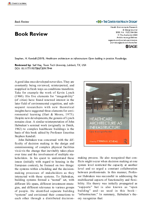 (PDF) Book Review: Healthcare architecture as infrastructure: Open ...